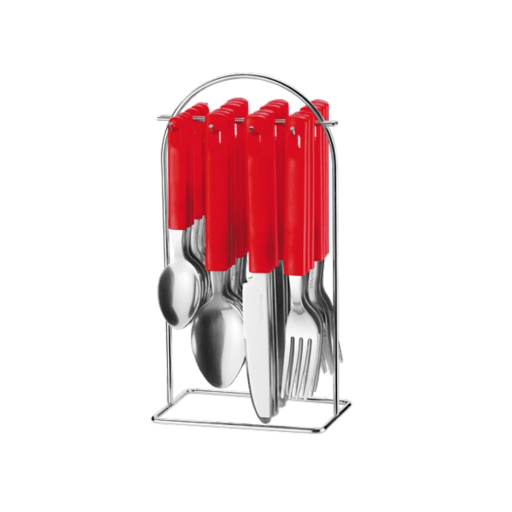 Set Cubiertos 24 Piezas Mango Plastico Rojo Everhouse – Toolbox
